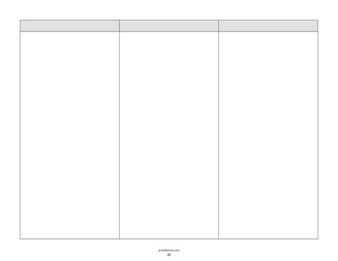 Blank 3 Column Chart Templates Free 3 Column Tables Pdfs