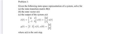 solved given the following state space representation of a