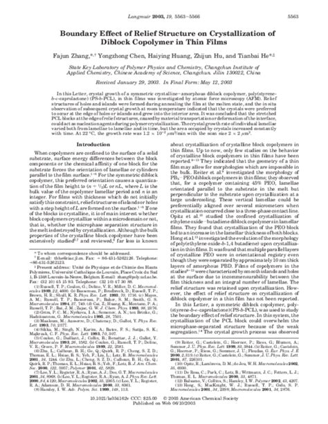 Pdf Boundary Effect Of Relief Structure On Crystallization Of Diblock Copolymer In Thin Films