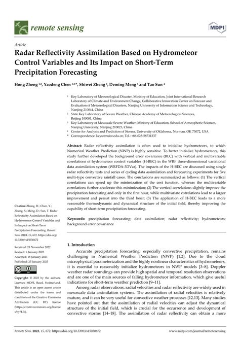 Pdf Radar Reflectivity Assimilation Based On Hydrometeor Control Variables And Its Impact On