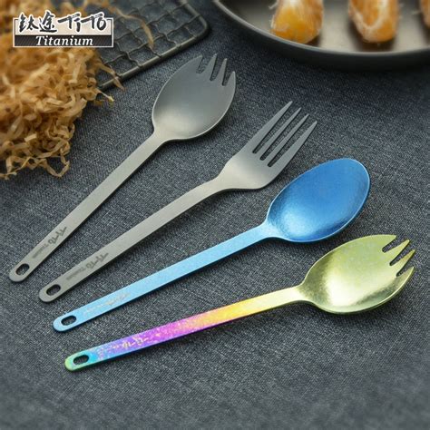 Tito 야외 캠핑 티타늄 스포크 13 8g 초경량 티타늄 스푼 긴 손잡이 스푼 야외 캠핑 피크닉 티타늄 포크 Titanium Fork Titanium