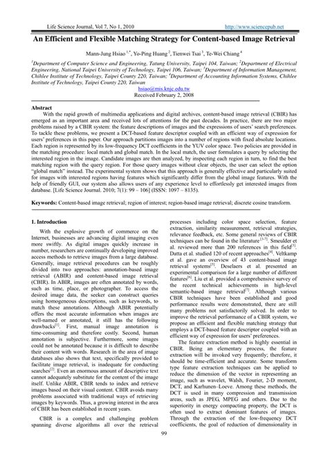 Pdf An Efficient And Flexible Matching Strategy For Content Based Image Retrieval