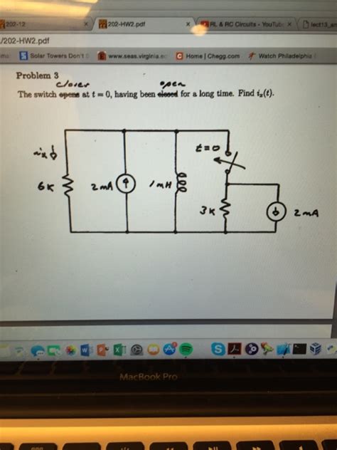 Solved The Switch Closed At T 0 Having Been Open For A Chegg Com