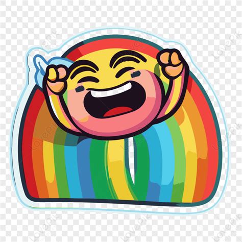 Sticker Na Naglalarawan Ng Isang Nakangiting Rainbow Emocion Clipart