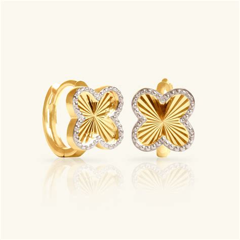 Foundry 18k Gold Clover Hammered Hoops Lazada Ph