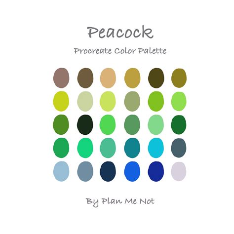 Peacock Procreate Color Palette Etsy