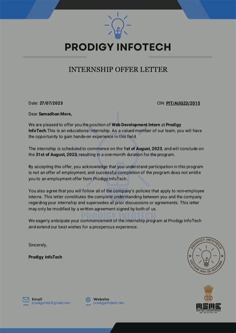 Samadhan More On Linkedin Webdevelopmentinternship Prodigyinfotech