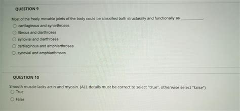 Solved Question 9 Most Of The Freely Movable Joints Of The