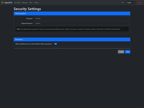 Security Settings Opendtu Documentation