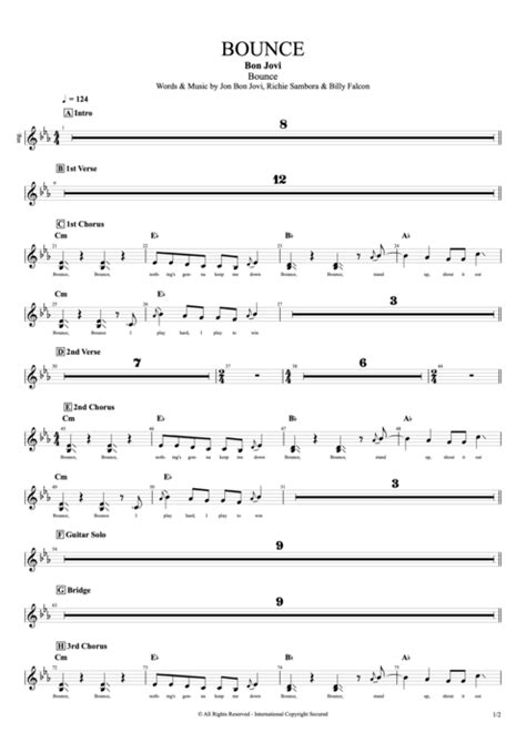 Bounce Tab By Bon Jovi Guitar Pro Full Score Mysongbook