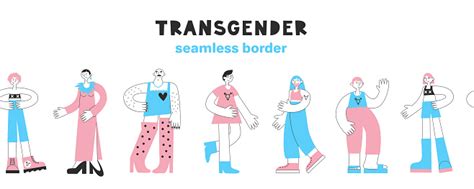 트랜스젠더 가시성의 날 원활한 국경 깃발 색상과 Lgbt 기호를 가진 트랜스 Mtf 및 Ftm 사람들의 집합입니다 평등 다양성 포용 권리 개념 벡터 평면 그림입니다 트랜스