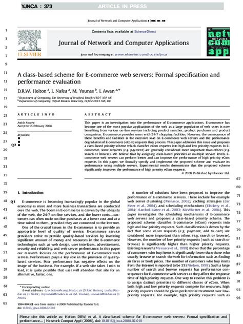 Pdf A Class Based Scheme For E Commerce Web Servers Formal Specification And Performance