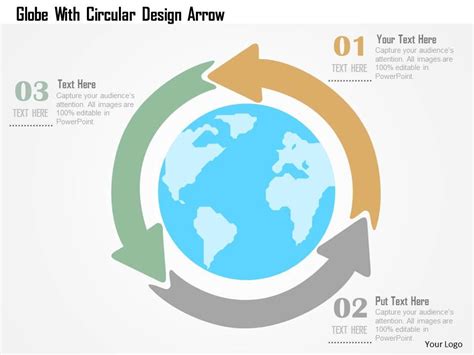 Globe With Circular Design Arrow Flat Powerpoint Design PowerPoint Presentation Designs