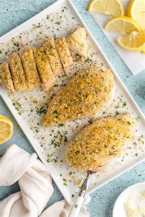 Easy Baked Chicken With Basil Mayonnaise And Garlic Parmesan Breadcrumbs