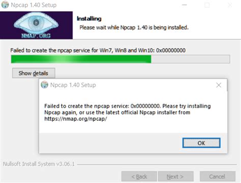 Npcap 1 40 Setup Failed To Create The Npcap Service · Issue 513 · Nmap Npcap · Github