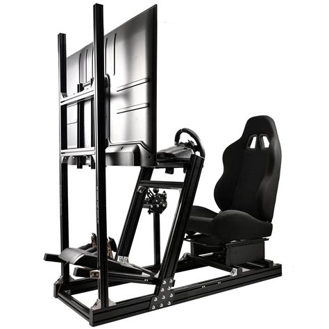 inbox zero anman racing simulator cockpit aluminum with tv stand and black seat fit logitech g29