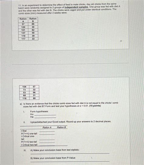 Solved In An Experiment To Determine The Effect Of Feed In Chegg Com