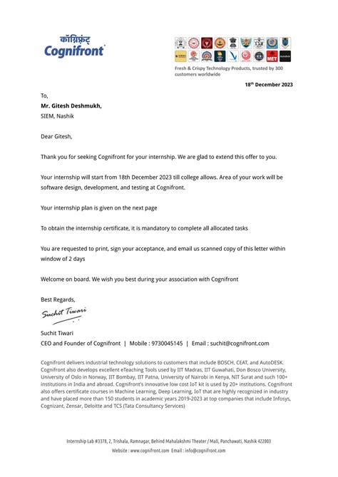 Gitesh Deshmukh On Linkedin Internship Cognifrant Design