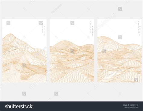Abstract Landscape Background Japanese Wave Pattern Stock Vector