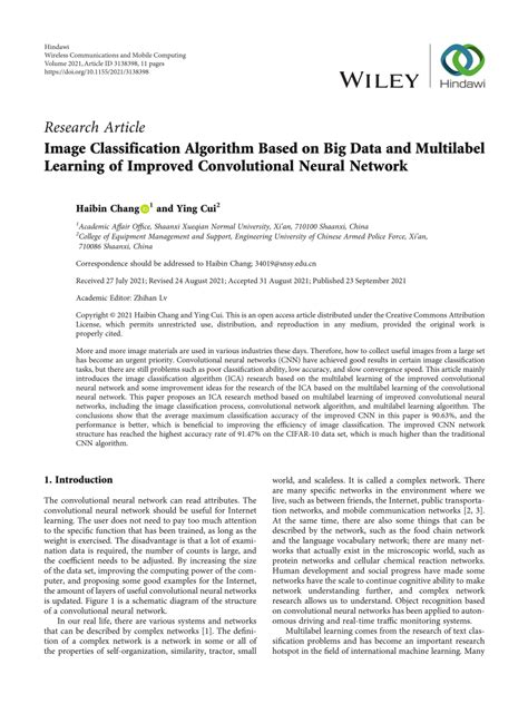 Pdf Image Classification Algorithm Based On Big Data And Multilabel