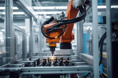 Arm Of Assembly Robot Functioning Inside Modern Factory Stuttgart Germany Premium Ai Generated
