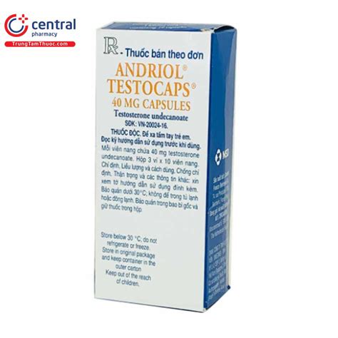ChÍnh HÃng Thuốc Andriol Testocaps 40mg Capsules Dùng Cho Nam Giới