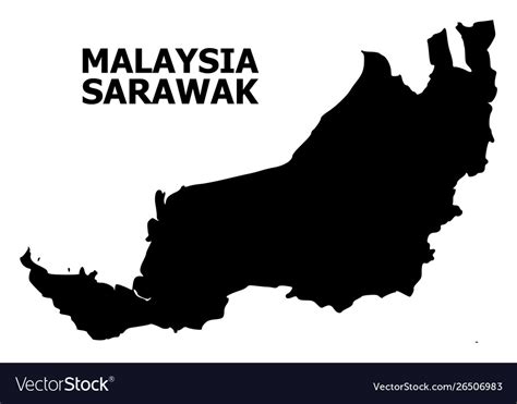 Flat Map Sarawak With Name Royalty Free Vector Image