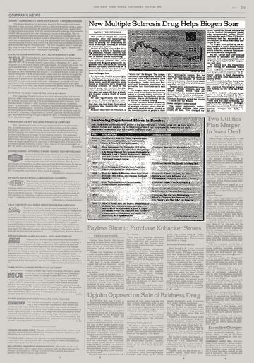 Company News New Multiple Sclerosis Drug Helps Biogen Soar The New York Times