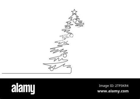 Animated Colorized Continuous Single Line Drawing Of Christmas Tree