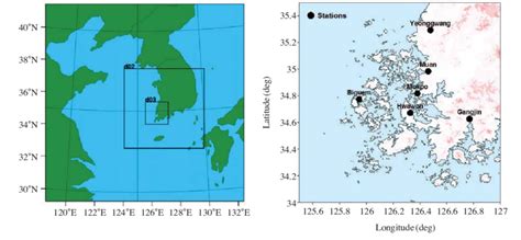 Configuration Of The Coarse And Nested Grid Domains For The Wrf