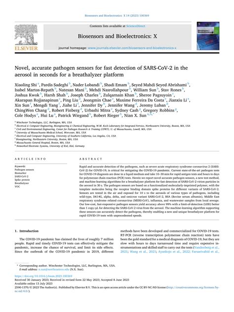 Pdf Novel Accurate Pathogen Sensors For Fast Detection Of Sars Cov 2