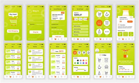 Premium Vector Set Of Ui Ux Gui Screens Shopping App Flat