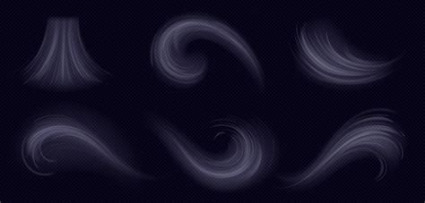 바람 효과 공기 연기 또는 흰색 안개 흐름 무료 벡터