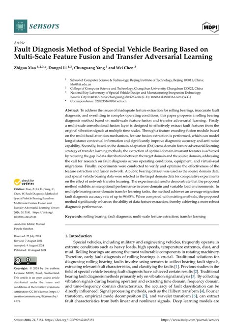 Pdf Fault Diagnosis Method Of Special Vehicle Bearing Based On Multi