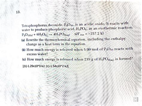 Solved Tetraphosphorus Decoxide P4o10 Is An Acidic Oxido It