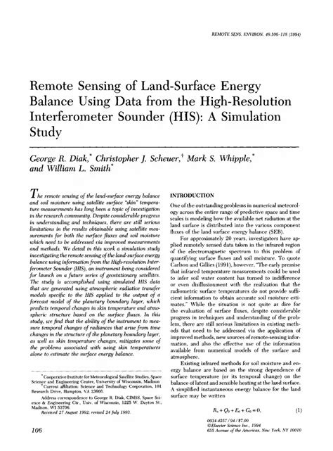 Pdf Remote Sensing Of Land Surface Energy Balance Using Data From The High Resolution