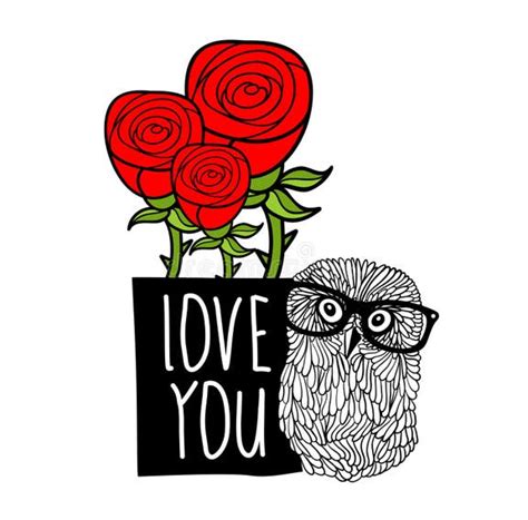 Intelligente Eule Im Liebesabdeckungsdruck Vektor Abbildung Illustration Von Gezeichnet