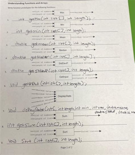 Solved Understanding Functions And Arrays Write Function Chegg