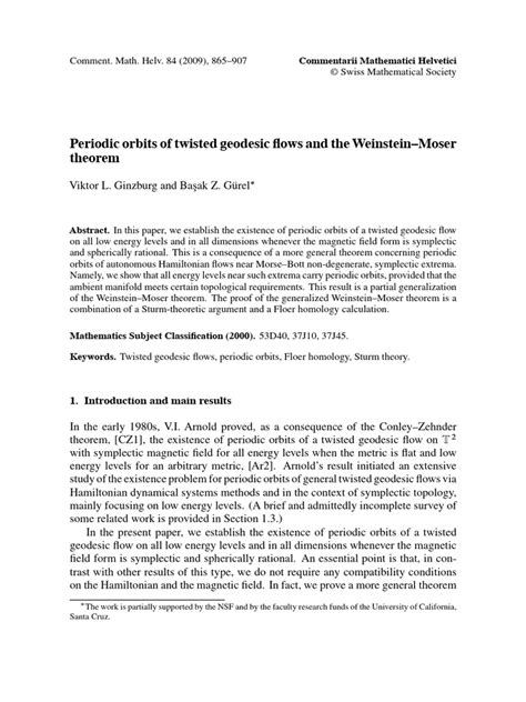 2009 Periodic Orbits Of Twisted Geodesic Flows And The Weinstein Moser Theorem Pdf