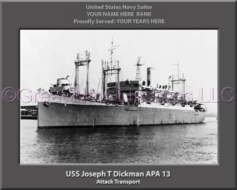Uss Joseph T Dickman Apa 13 Personalized Canvas Ship Photo 2 Print Navy