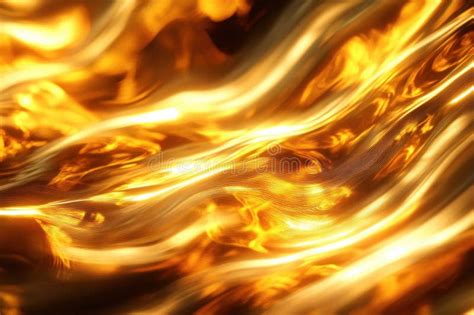 Golden Waves Of Light Shimmering Across A Dark Background Create A Stunning Visual Effect Stock