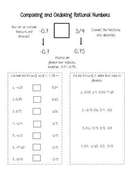 Compare And Order Rational Numbers By Teaching To Middles TpT