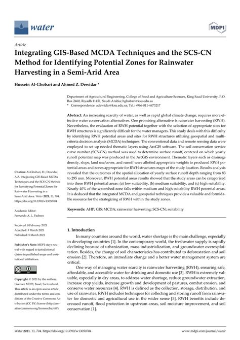 Pdf Integrating Gis Based Mcda Techniques And The Scs Cn Method For
