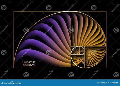 Fibonacci Sequence Golden Ratio Gold Geometric Shapes Spiral Colorful