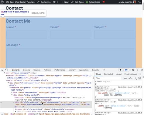 Styling A Ninja Forms Contact Form Easy Web Design Tutorials