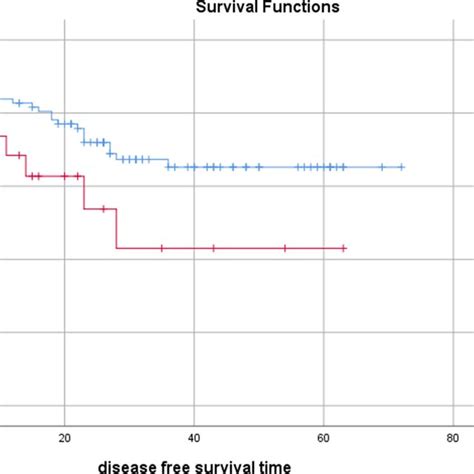 disease free survival kaplan meier curve log rank p 0 096