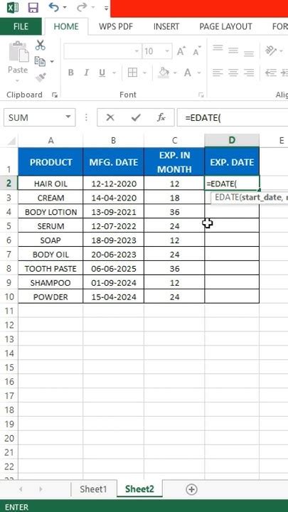Expiry Date Calculation In Ms Excel Youtube
