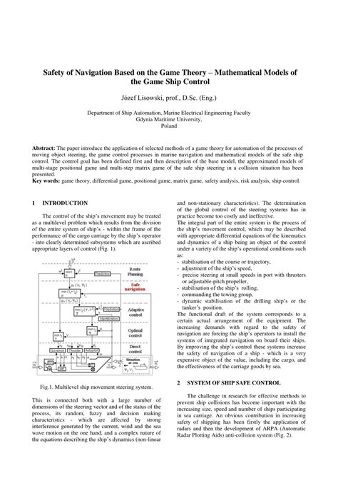 pdf safety of navigation based on the game theory mathematical