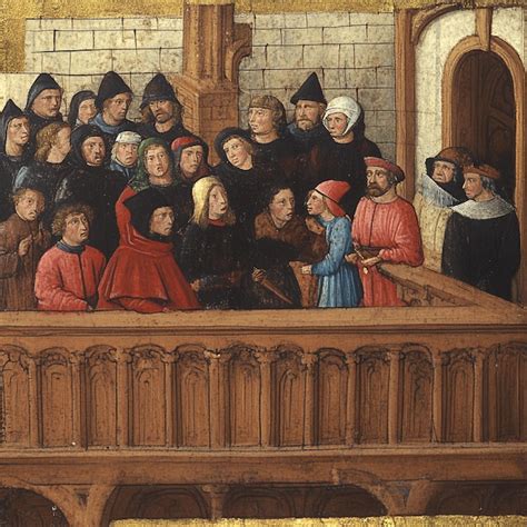 A Depiction Of A Medieval Trial Or Courtroom Scene Premium Ai Generated Image