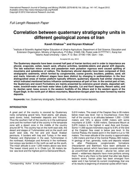 Pdf Correlation Between Quaternary Stratigraphy Units In Stages